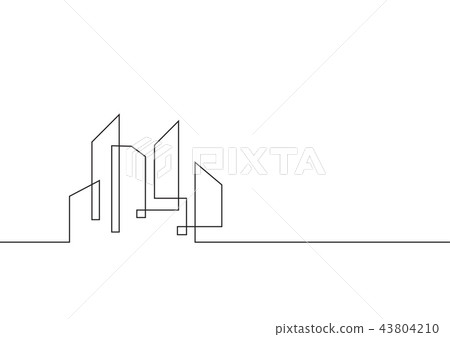 Continuous line drawing. Real estate, condo - Stock Illustration ...
