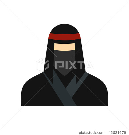 Female ninja in a black mask flat icon - Stock Illustration [43821676 ...
