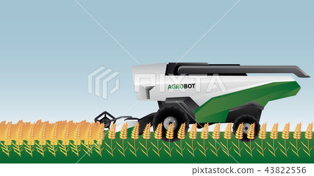 Autonomous combine harvester on a field - Stock Illustration [43822556 ...