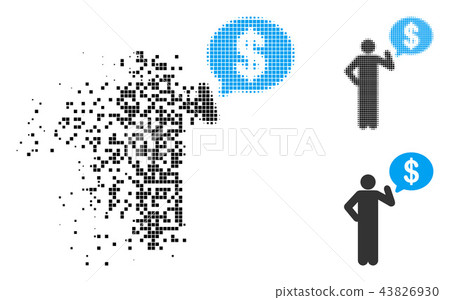 Fragmented Pixelated Halftone Businessman Idea... - Stock Illustration ...