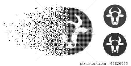 Disappearing Pixelated Halftone Bull Head Icon - Stock Illustration ...