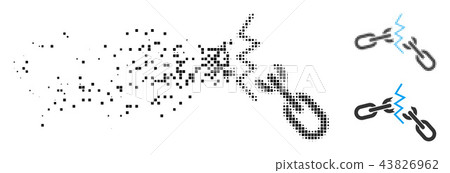Fractured Pixelated Halftone Broken Chain Icon - Stock Illustration ...