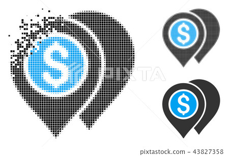 Disintegrating Pixelated Halftone Bank Map... - Stock Illustration ...