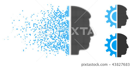 Fragmented Dot Halftone Android Robotics Icon - Stock Illustration ...