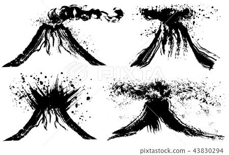 Volcano Eruption Ink writing illustration - Stock Illustration ...