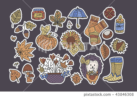 Cozy fall hand drawn vector illustration. - Stock Illustration ...