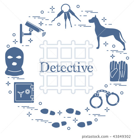 Criminal and detective elements Crime, law and-插圖素材 [43849302] - PIXTA圖庫