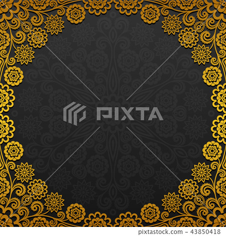 Frame with traditional floral ornament - Stock Illustration [43850418 ...