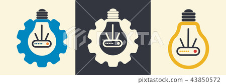 Smart home LI-FI concept flat vector logo set - Stock Illustration ...