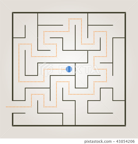 Simple maze with path solution - Stock Illustration [43854206] - PIXTA