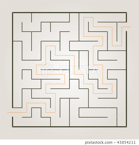 Simple maze with path solution - Stock Illustration [43854211] - PIXTA