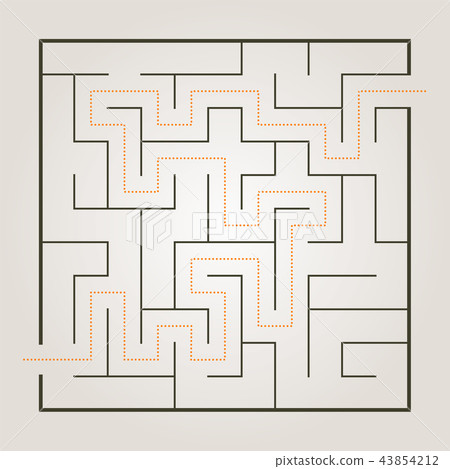 Simple maze with path solution - Stock Illustration [43854212] - PIXTA