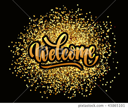 welcome lettering text. Modern calligraphy... - Stock Illustration ...