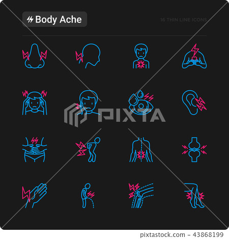 Body aches thin line icons set - Stock Illustration [43868199] - PIXTA