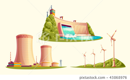 Alternative energy sources, cartoon set - Stock Illustration [43868976 ...