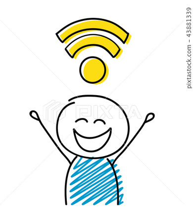Wifi (internet) icon with happy stickman. Vector. - Stock Illustration ...
