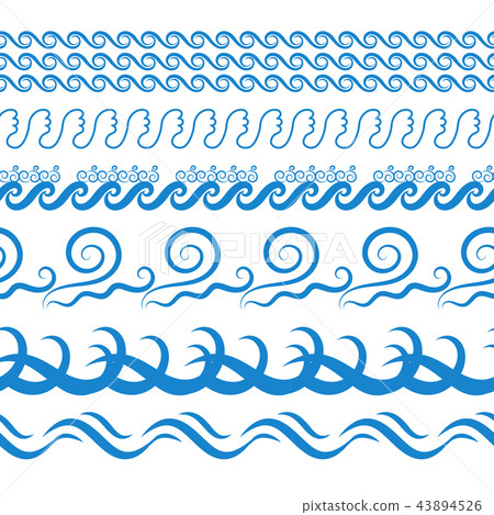 Sea Water Waves Vector Seamless Borders - Stock Illustration [43894526 ...