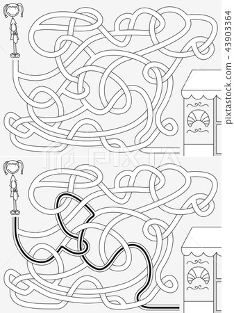 Happy girl maze - Stock Illustration [43903364] - PIXTA