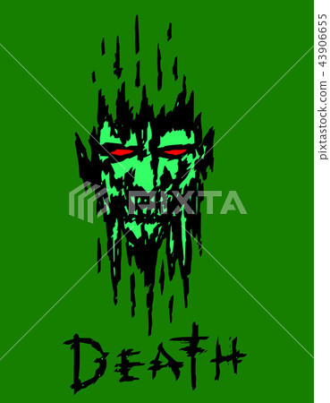Green demon face. Vector illustration. - Stock Illustration [43906655 ...
