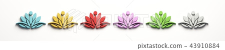 Set of Lotus Person Logo. 3D Render illustration - Stock Illustration ...