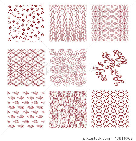 Japanese traditional patterns set - Stock Illustration [43916762] - PIXTA