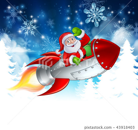 Santa in Rocket Christmas Cartoon-插圖素材 [43918403] - PIXTA圖庫