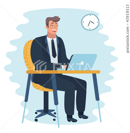 Happy man looking at his computer screen - Stock Illustration [43919313 ...