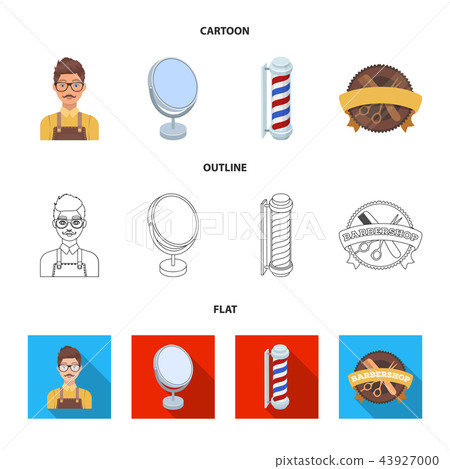 Male hairdresser, sign, mirror and other... - Stock Illustration ...