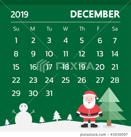 Calendar for December 2019 with christmas theme - Stock Illustration ...