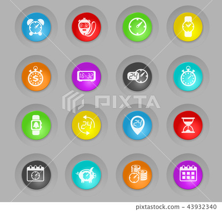 time colored plastic round buttons icon set - Stock Illustration ...