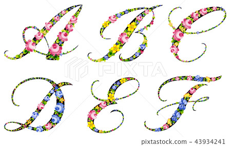 Flower initials - Stock Illustration [43934241] - PIXTA