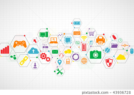 Technology icons , hexagon concept - Stock Illustration [43936728] - PIXTA