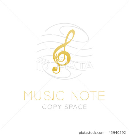 Music note gold color with dash line staff circle - Stock Illustration ...