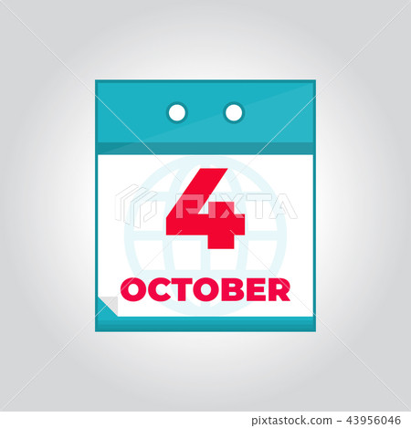 fourth 4 october Flat vector daily calendar icon - Stock Illustration ...
