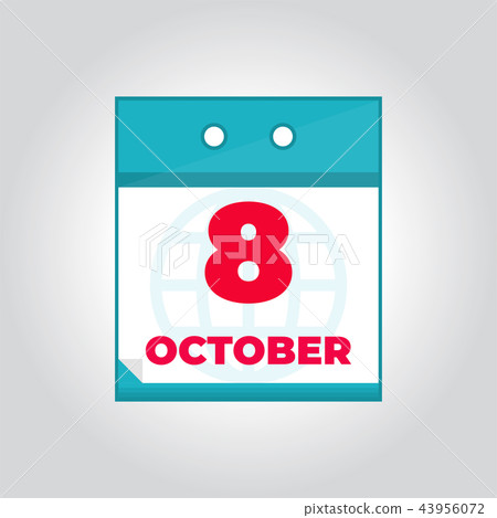 8 october Flat vector daily calendar icon - Stock Illustration ...