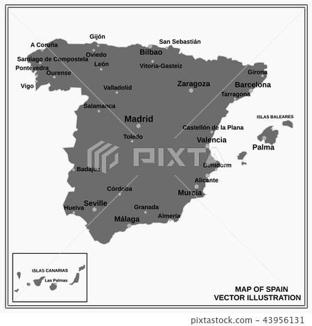 Spain map. Vector. - Stock Illustration [43956131] - PIXTA