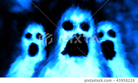 Scary ghost character face. Blue color. - Stock Illustration [43958228 ...