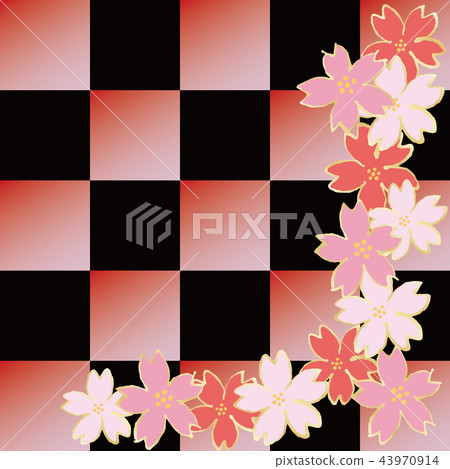 Checkered pattern and cherry black - Stock Illustration [43970914] - PIXTA