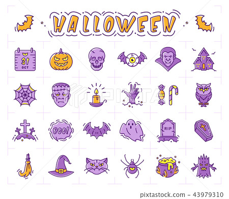 Halloween icon set. Pumpkin, vampire, witch,... - Stock Illustration ...