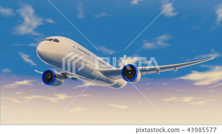 Airplane flying. 3D render - Stock Illustration [43985577] - PIXTA