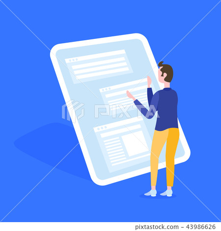 businessman change online application interface... - Stock Illustration ...