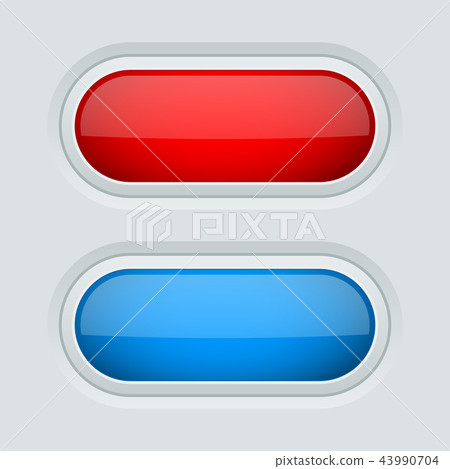 Red and blue oval push buttons. 3d web... - Stock Illustration ...