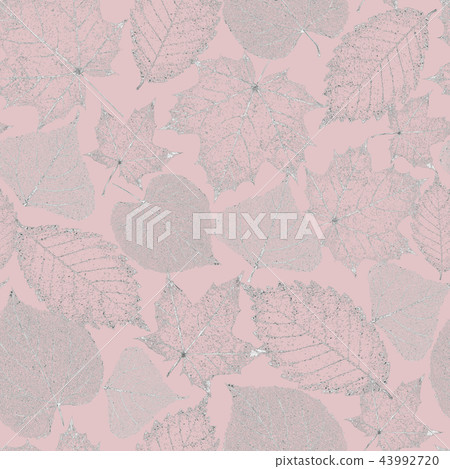 Transparent silver leaf skeletons seamless pattern - Stock Illustration ...