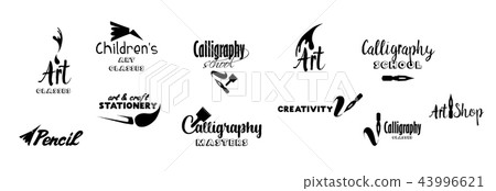 Art classes lettering logo design set - Stock Illustration [43996621 ...