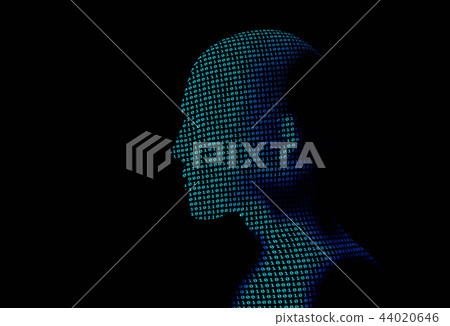 human with binary data code number on black - Stock Illustration ...