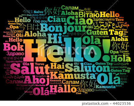 Hello word cloud in different languages - Stock Illustration [44023536 ...