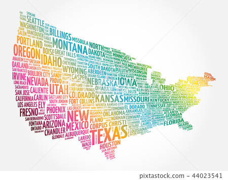 USA Map word cloud collage - Stock Illustration [44023541] - PIXTA