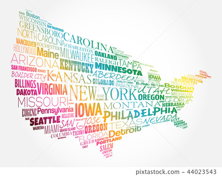 USA Map word cloud collage - Stock Illustration [44023543] - PIXTA