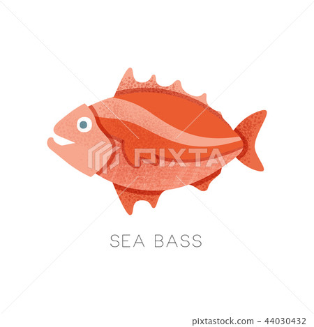 Bright red sea bass, side view. Small marine... - Stock Illustration ...