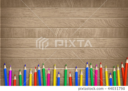 Color pencil on wooden background. - Stock Illustration [44031798] - PIXTA